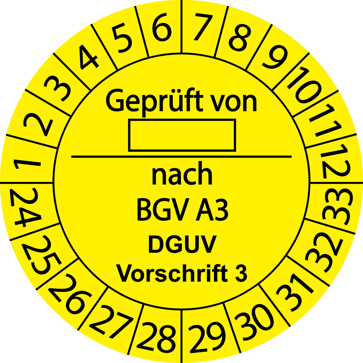 Mehrjahresprüfetiketten, Geprüft von ... nach BGV A3, DGUV Vorschrift – EtikettenStar